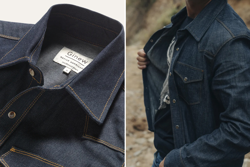 Ginew Sews Up Western Shirt in Deadstock Indigo-Dyed Chambray